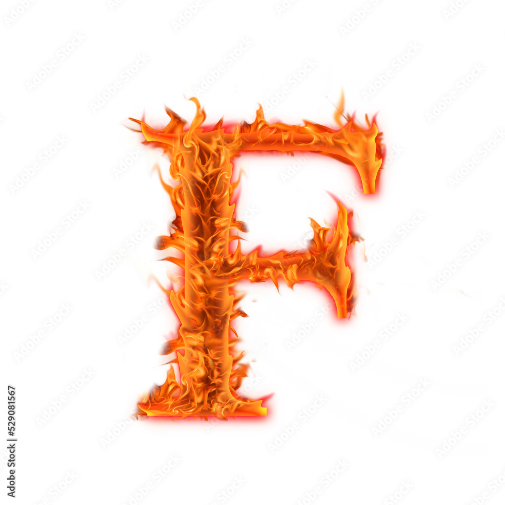 Alphabet Letter F. Fire flames on transparent background, realistic ...