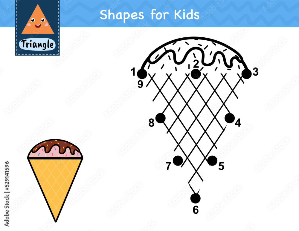 Dot to dot game for kids. Connect the dots and draw ice cream. Learning ...