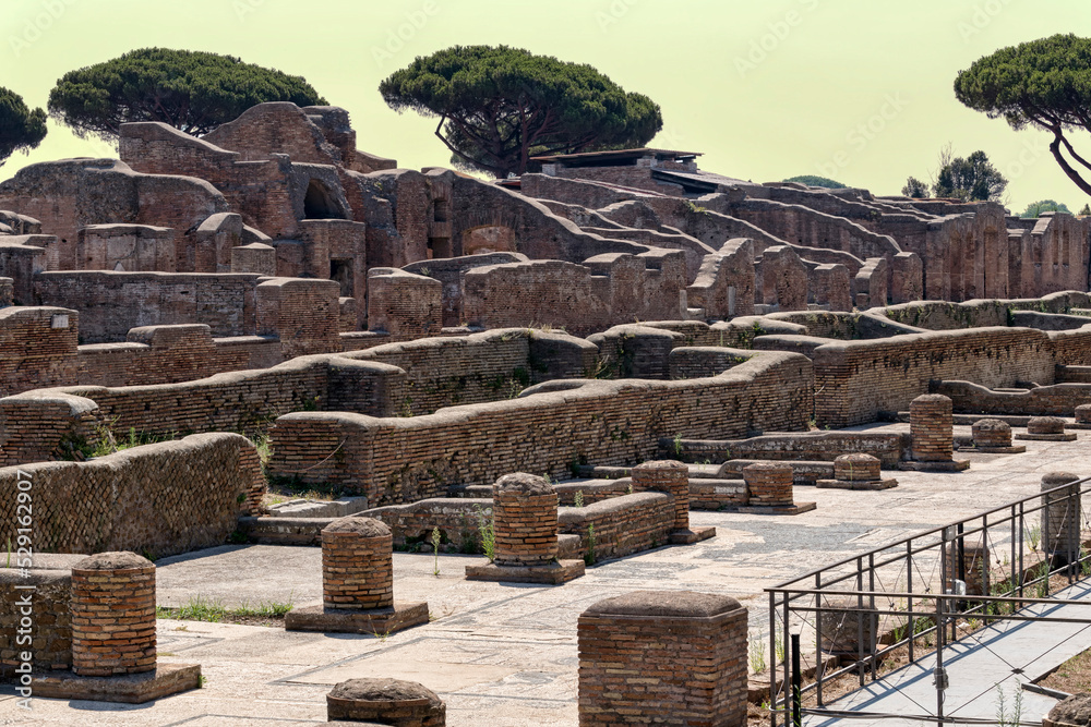 Street view and cityscape at archeological excavation at Roman village ...