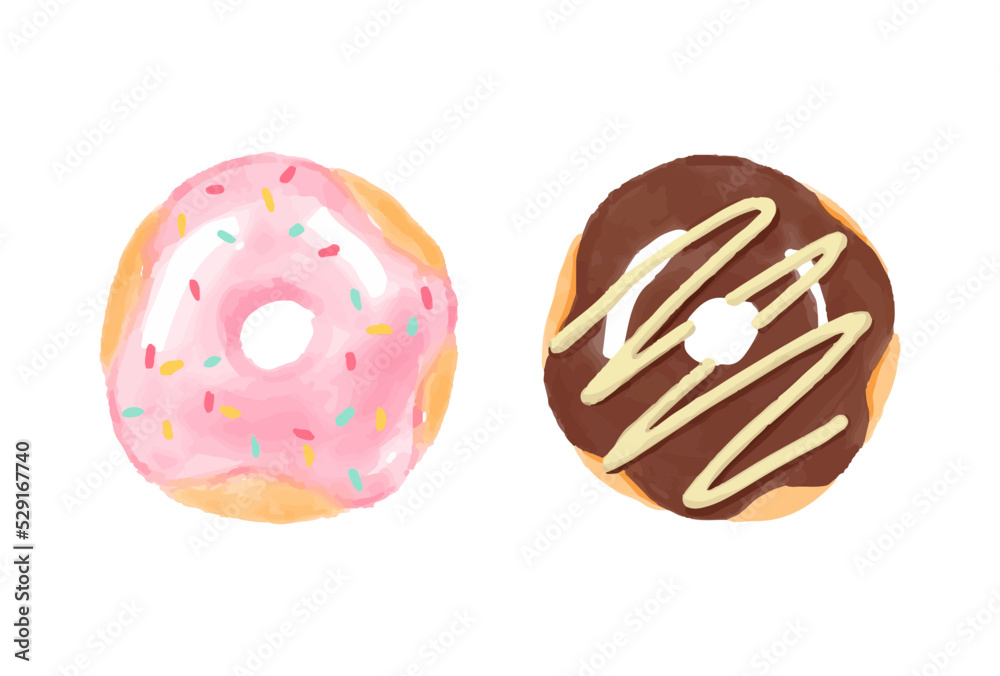 vector illustration of donuts in watercolor for banners, cards, flyers ...