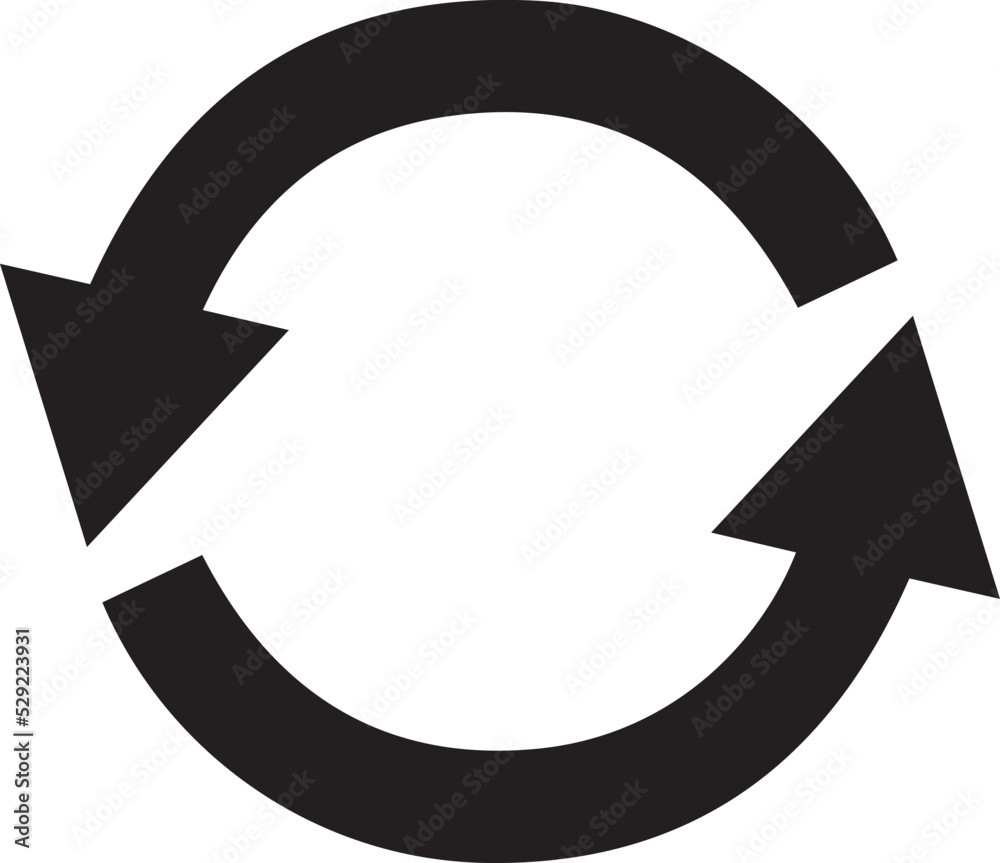 Black arrow icon reload, refresh, rotation, reset, repeat sign.Web pictogram with gray long ...