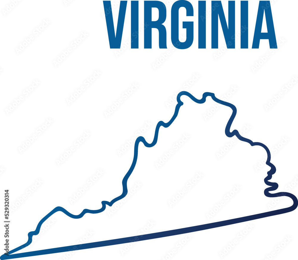Virginia state outline blue gradient map Stock Vector | Adobe Stock