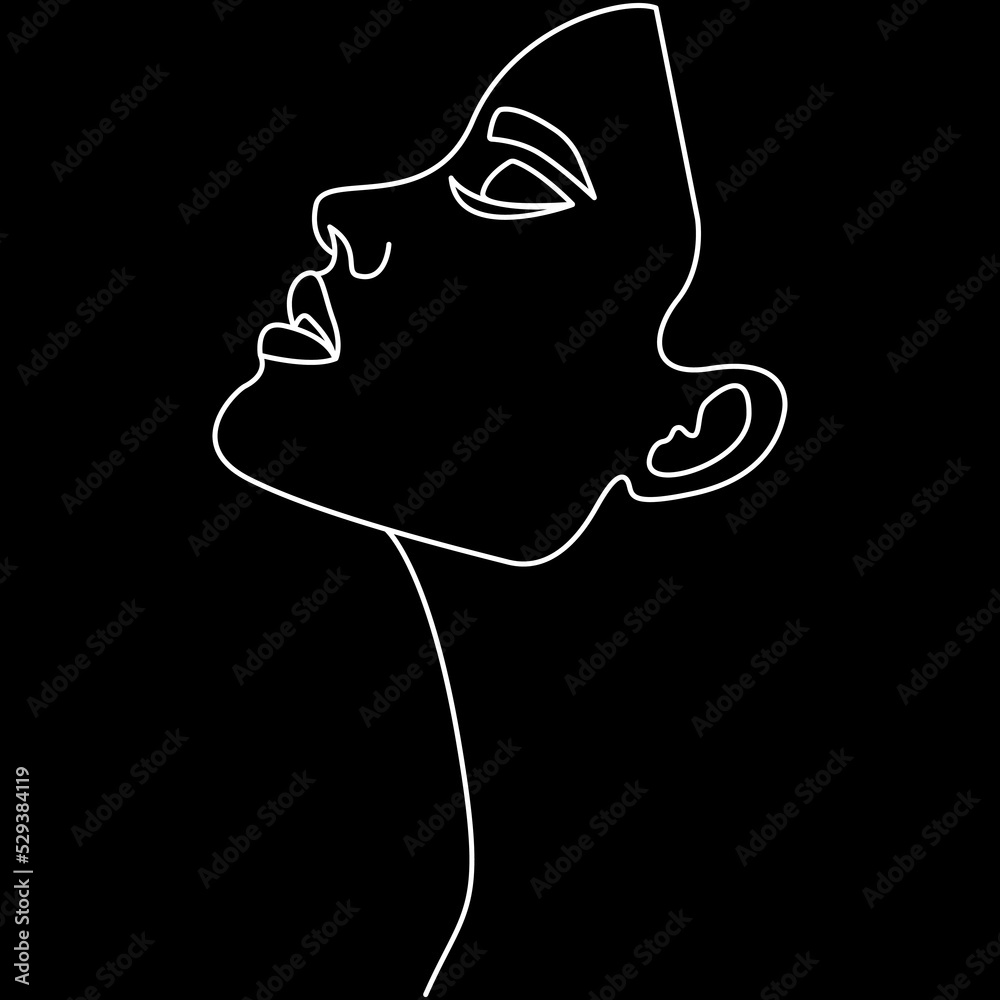 Woman face silhouette. Minimalistic vector illustration. Black and ...
