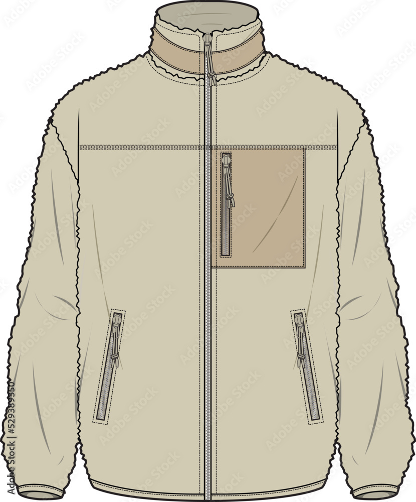 BORG FLEECE JACKET BOMBER AND COAT FOR MEN AND BOYS VECTOR Stock Vector ...