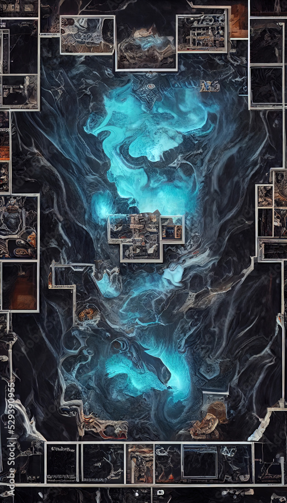 Map of City with Red Tiles. River in Cave. Card Deck. Game Art. Ui Kit ...