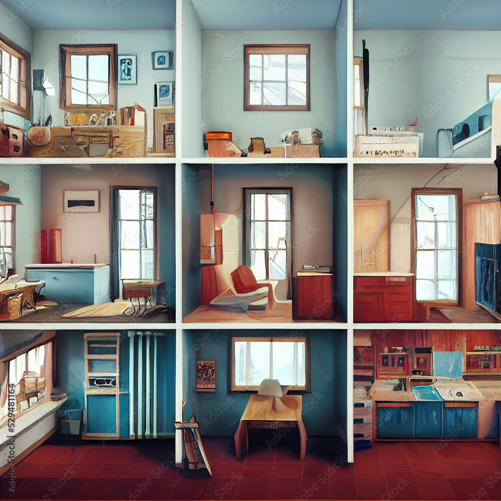 cross section of a multi-story apartment building Stock Illustration ...