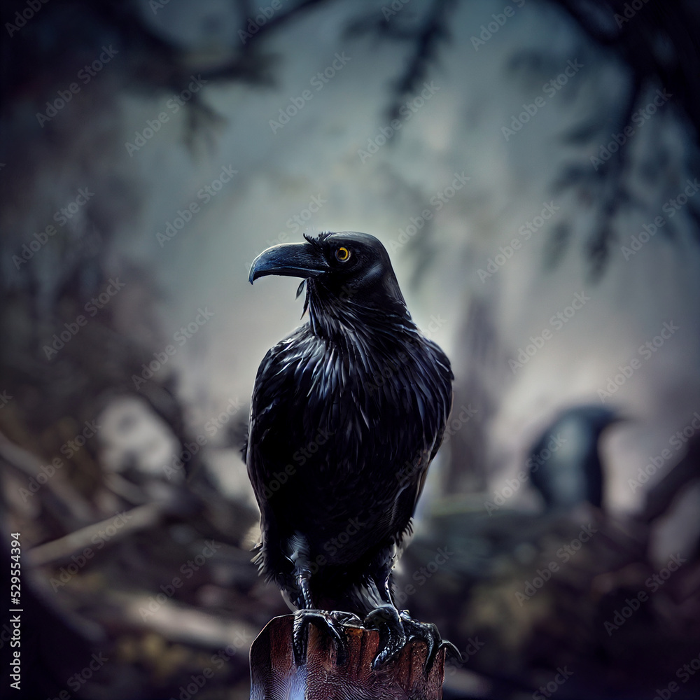crow raven robot concept art illustration Stock Illustration | Adobe Stock