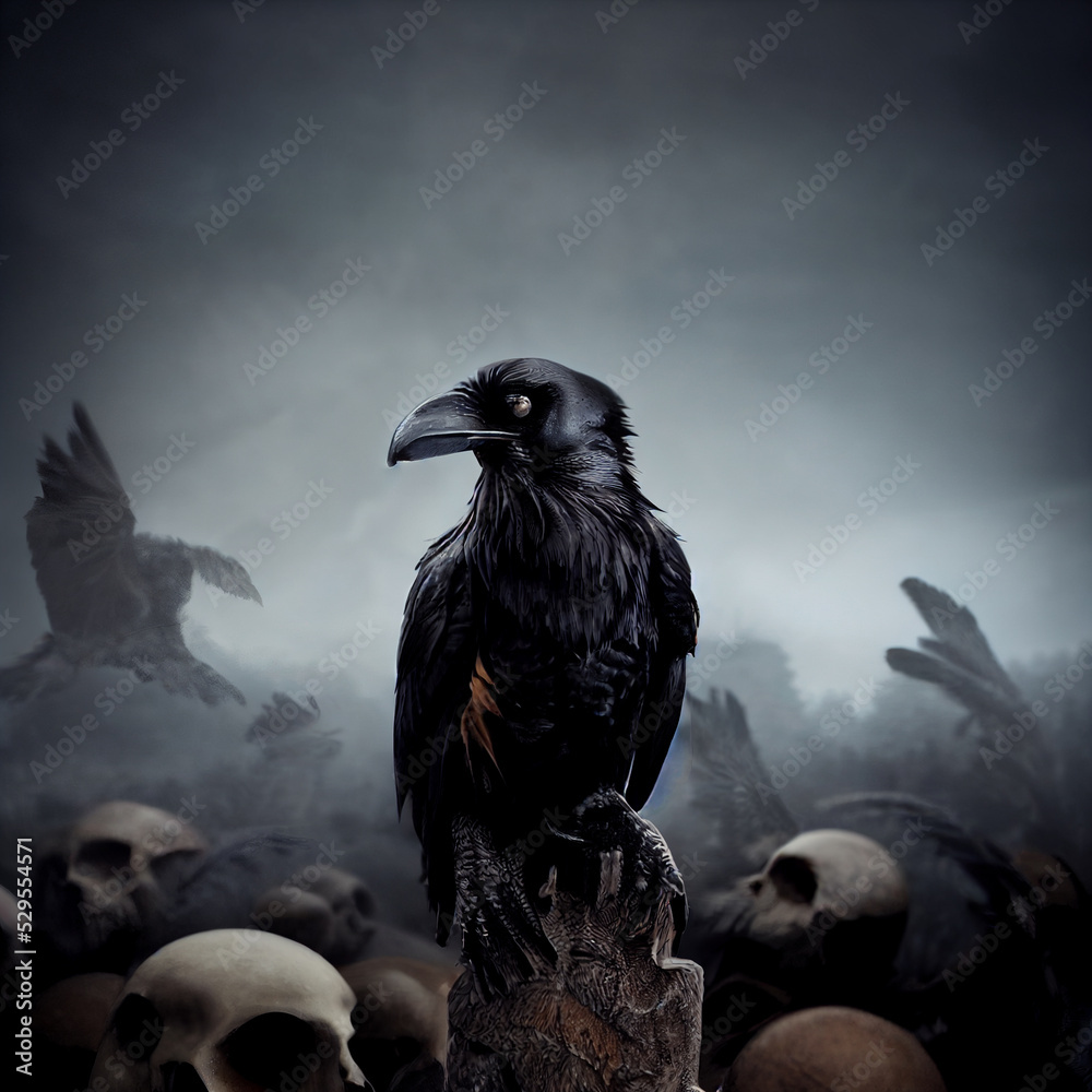 crow raven robot concept art illustration Stock Illustration | Adobe Stock
