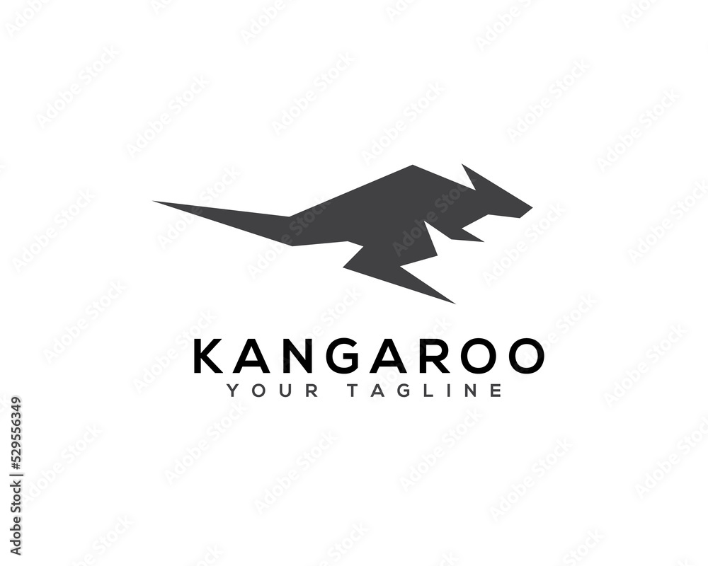 rigid line jump kangaroo logo symbol design template illustration ...