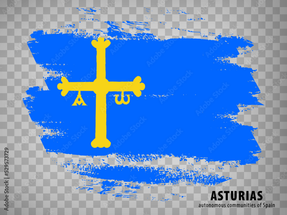 Flag of Asturias brush strokes. Flag Autonomous Community Asturias on ...