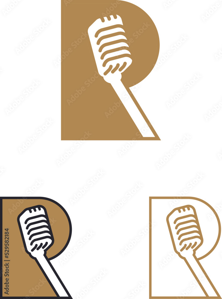 Vector de Stock Letter R logo monogram stage podium microphone rostrum ...