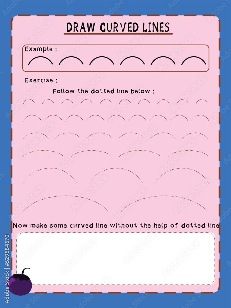 kindergarten education work sheet how to draw curved line arc kids ...