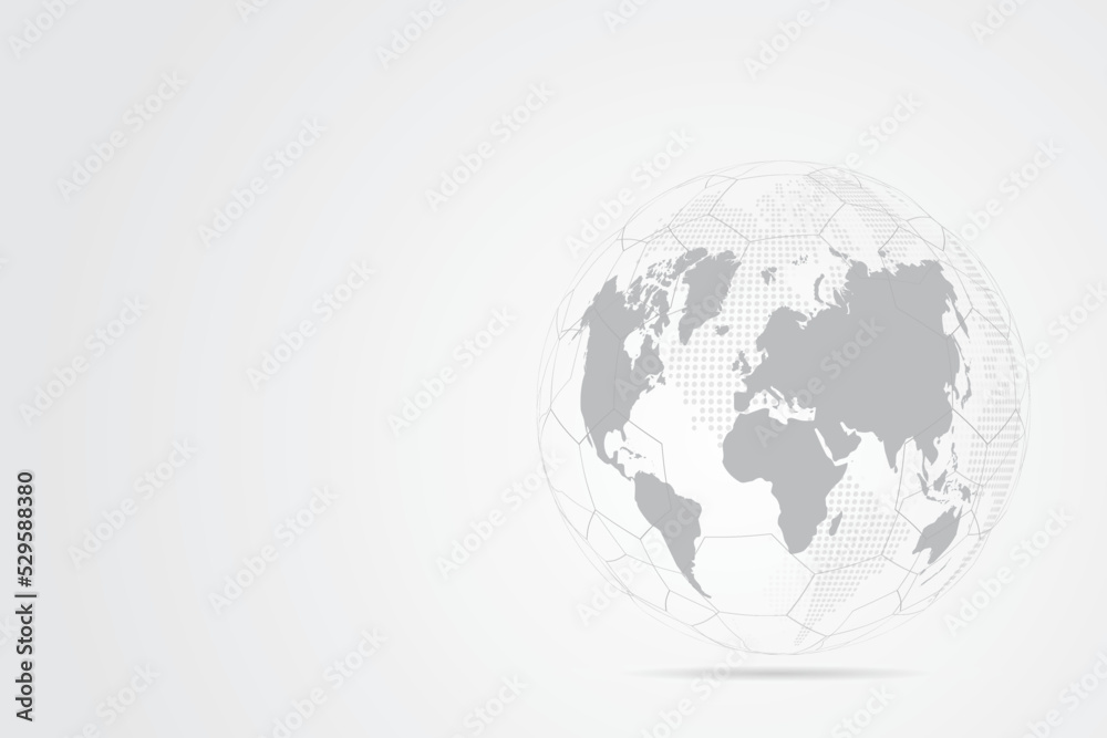 Abstract mash line and point scales on white background with Global ...