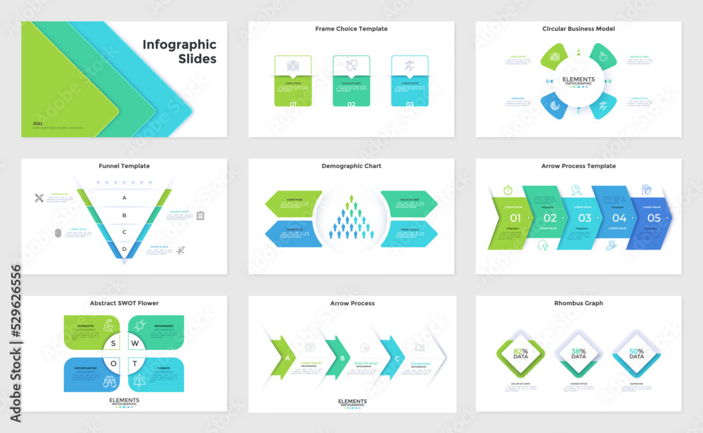 Vector Set of 9 Infographic Templates Stock Vector | Adobe Stock