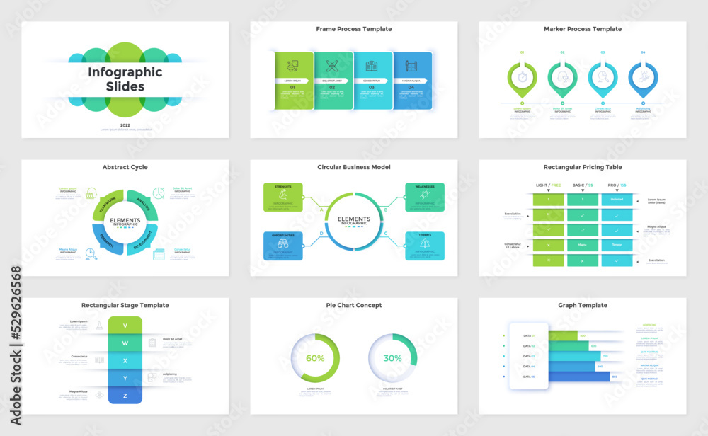 Vector Set of 9 Infographic Templates Stock Vector | Adobe Stock