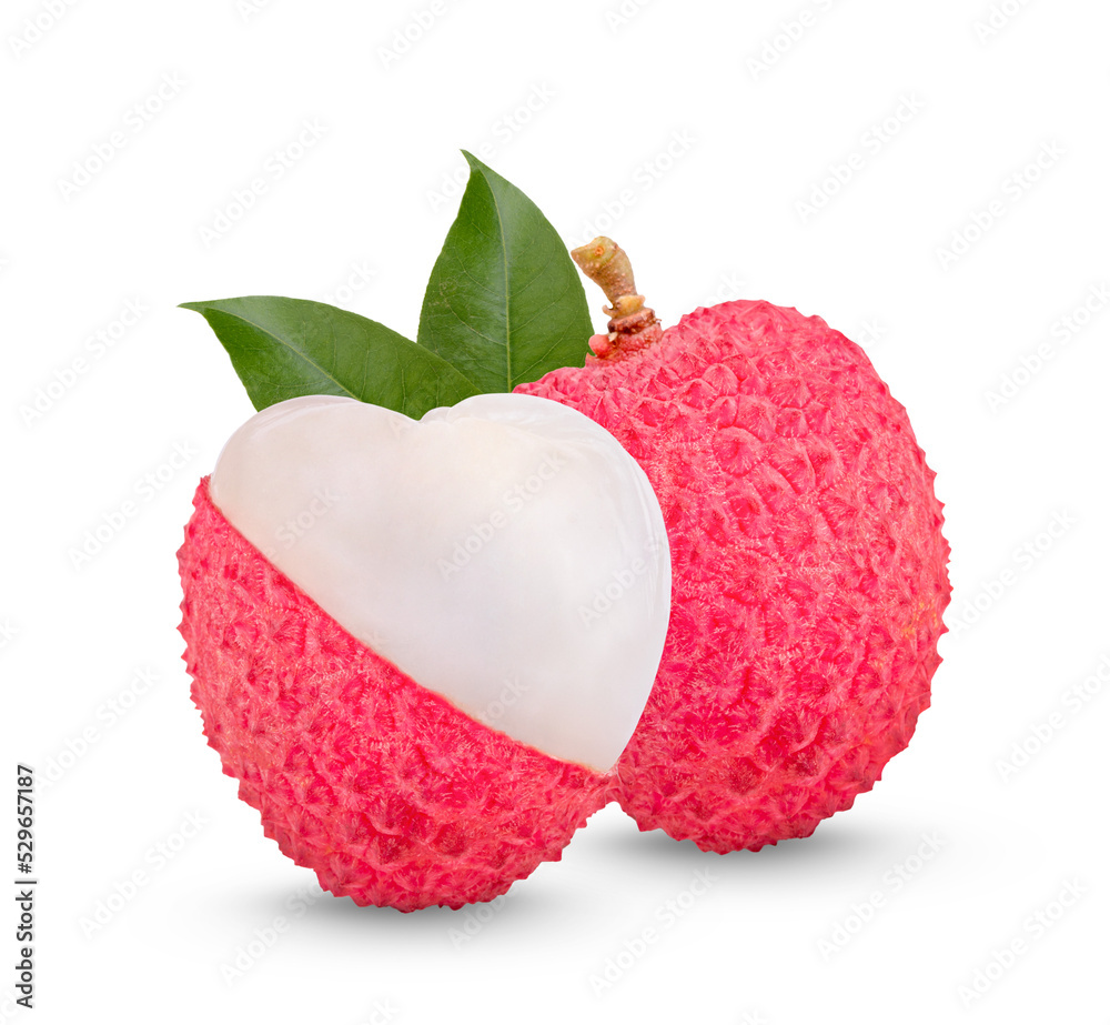 lychee with leaves isolated on transparent background (.PNG) Stock ...