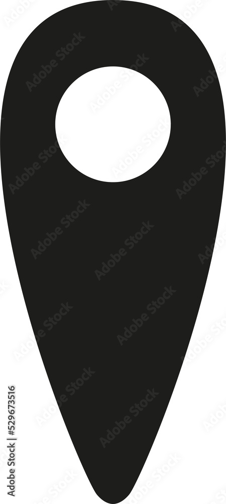 Black location pin icon. Map symbol, home sign. Flat design element ...