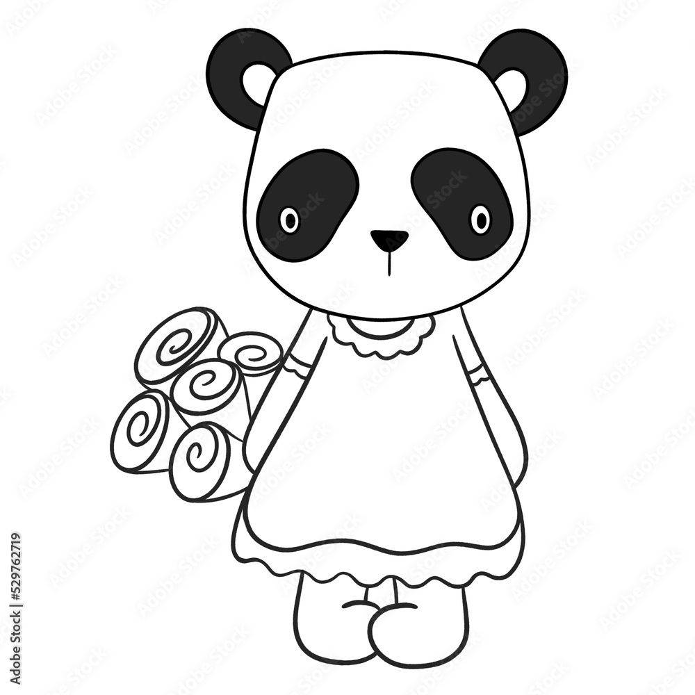 Cute panda outline Stock Illustration | Adobe Stock