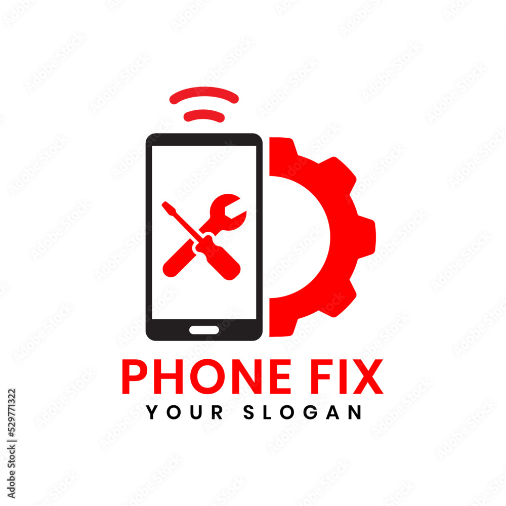 Mobile shop logo set with silhouette phone can used for mobile service ...