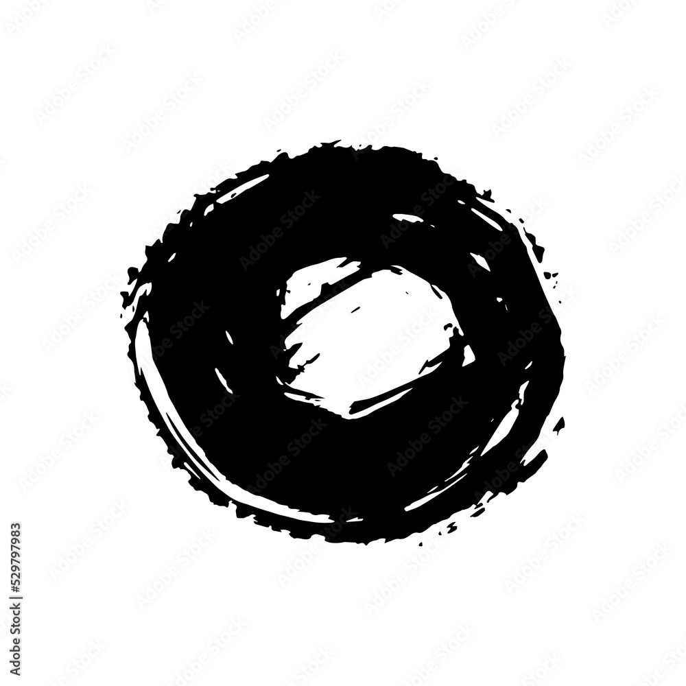 circle shape in black ink strokes for design element. Graphic design ...
