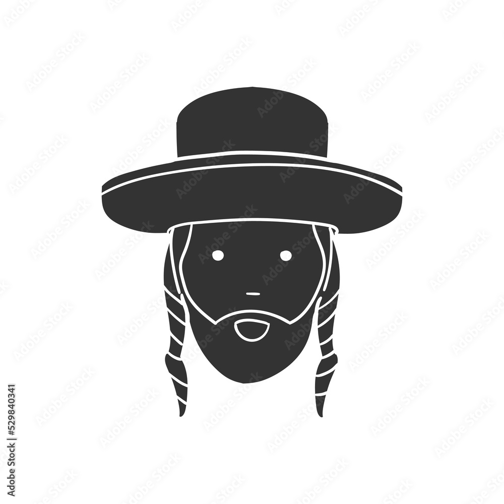 Rabbi Icon Silhouette Illustration. Jewish Vector Graphic Pictogram ...