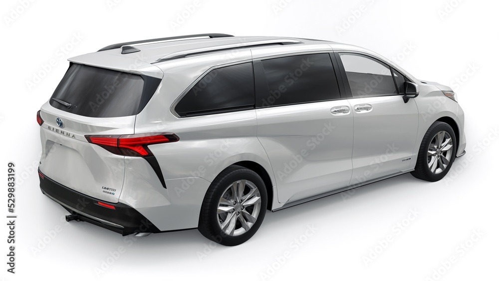 Dallas. USA. September 11, 2022. White Toyota Sienna Platinum Hybrid on ...