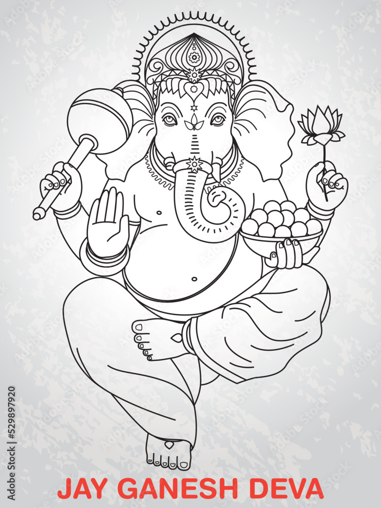 Indian God Ganesha illustration, Indian festival, 'Jay Ganesh Deva ...