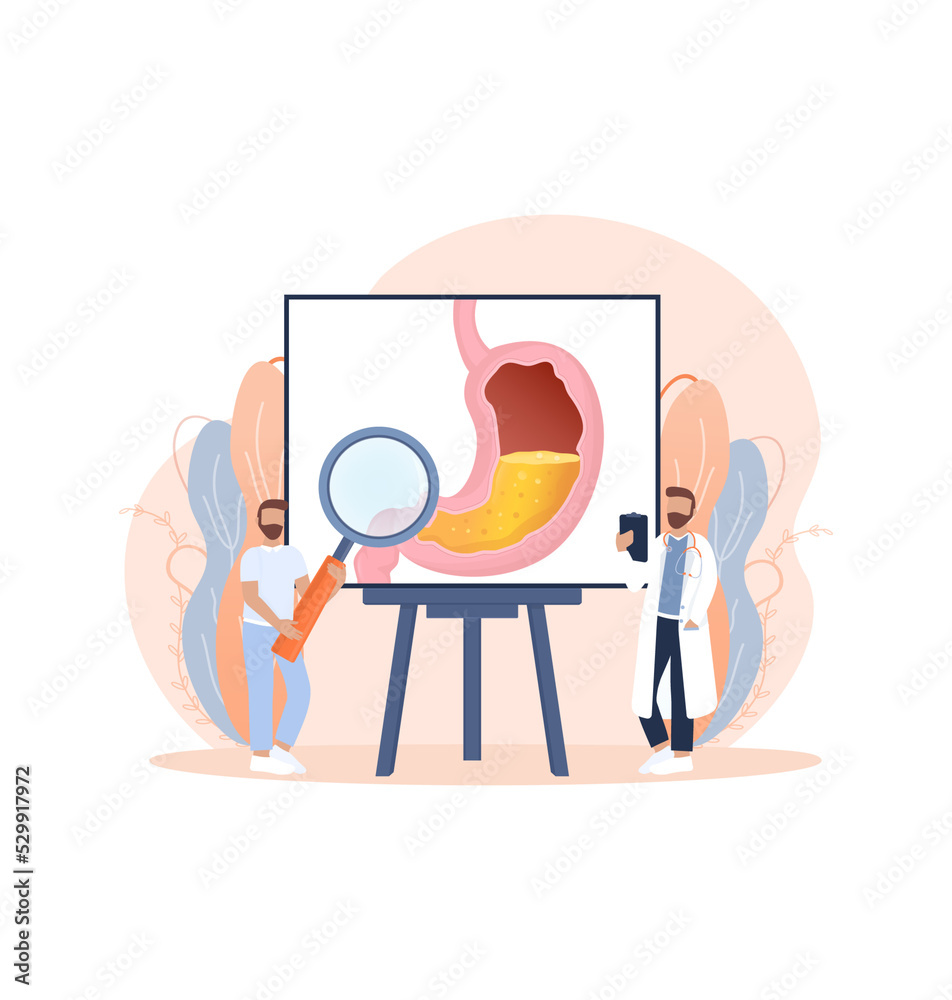 Cartoon vector illustration. Flat vector illustration with intestines ...