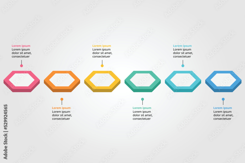 hexagon timeline template for infographic for presentation for 6 ...