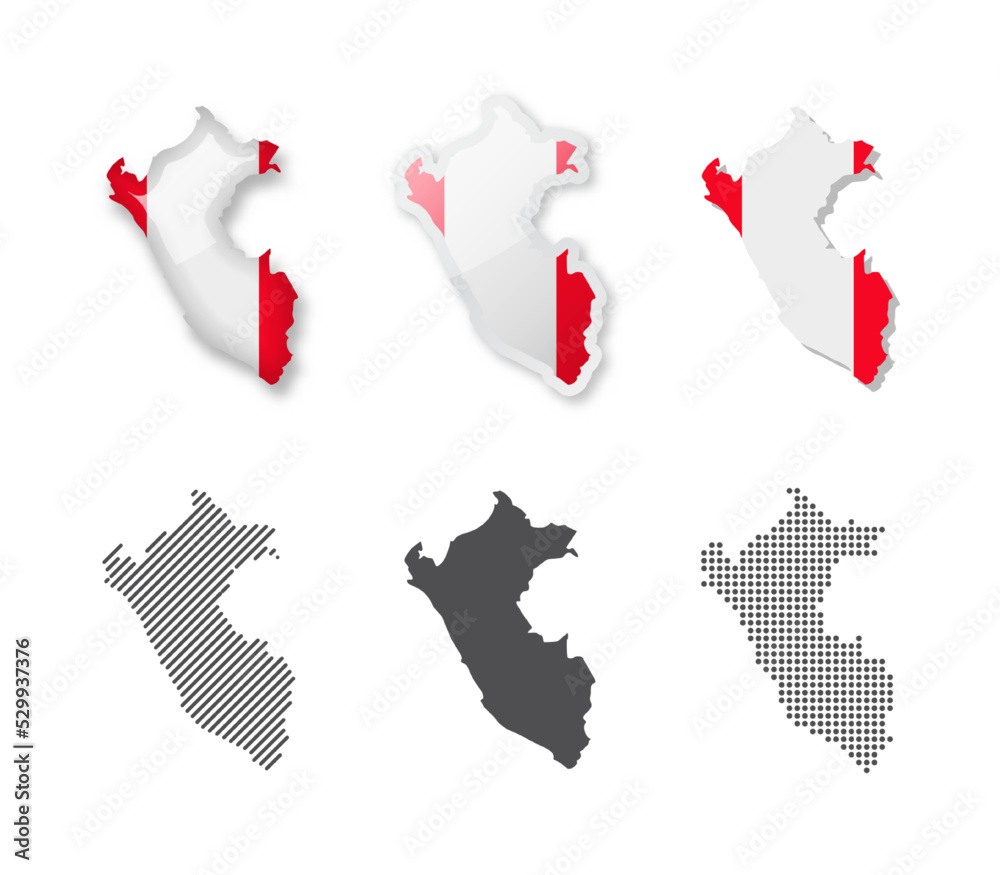 Peru - Maps Collection. Six maps of different designs. Stock Vector ...