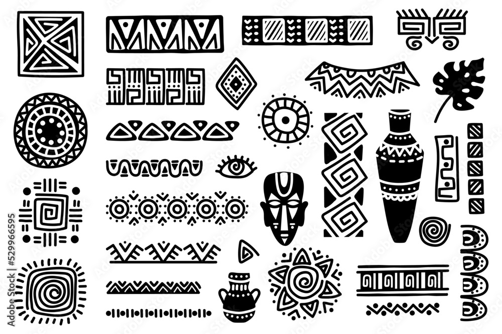 Tribal african design elements. Ethnic traditional shapes and ornaments ...