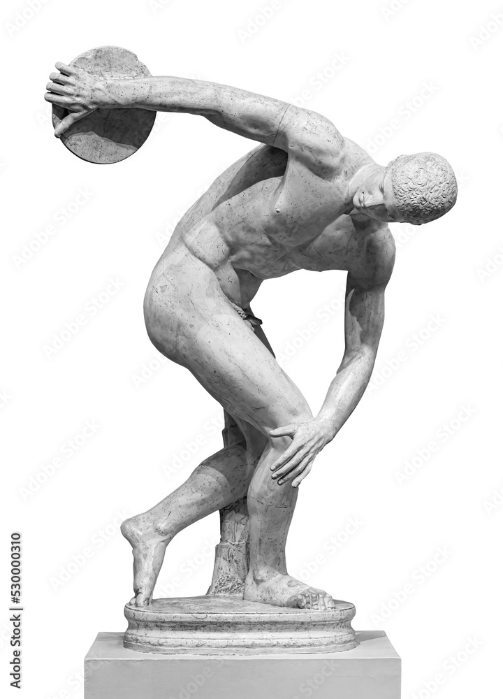 Discus thrower discobolus statue. A part of the ancient Olymp games. A ...
