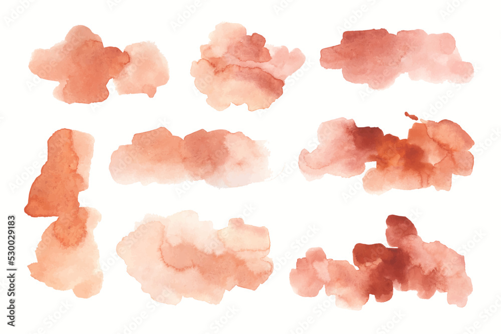 Set of earthy tones watercolor textures, forms, backgrounds. Autumn ...