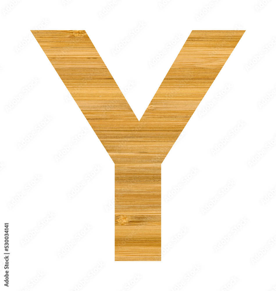 Big letter Y used in English alphabet, letter Y cut from wooden bamboo ...