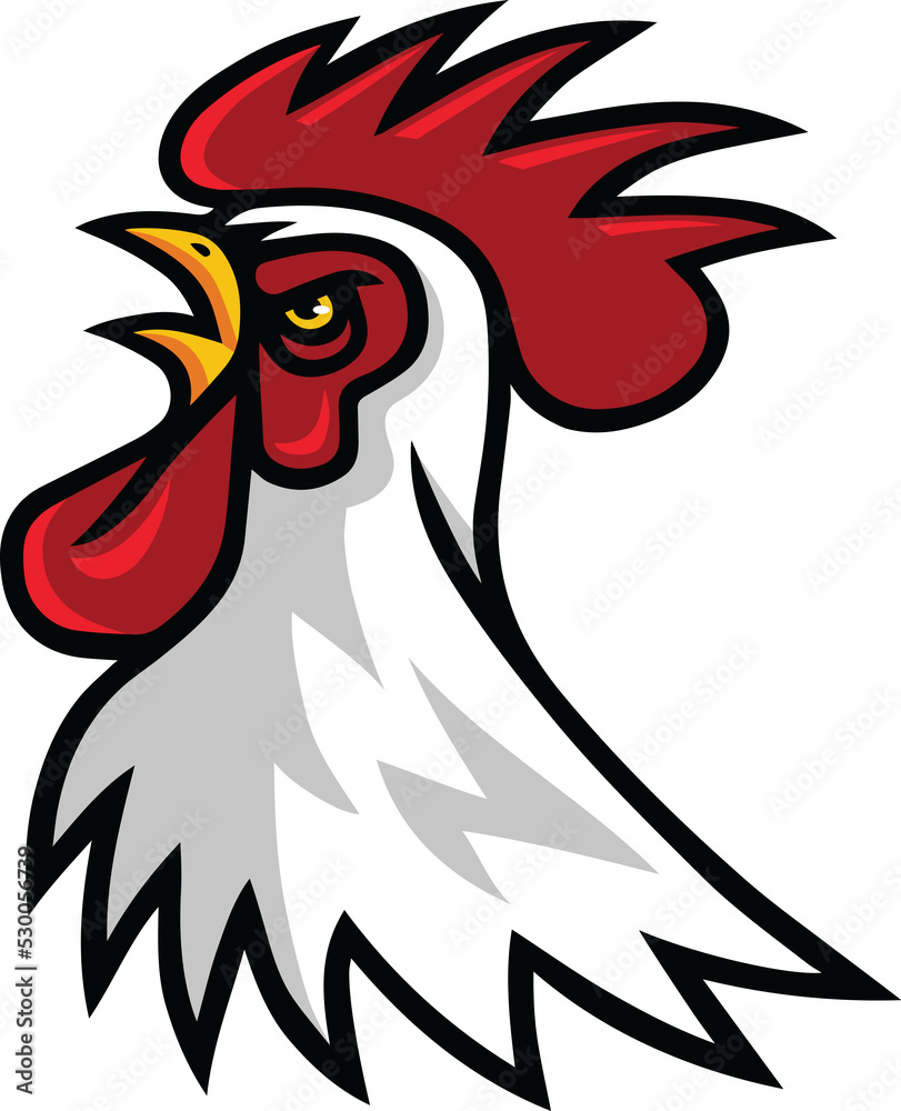 Angry Rooster Head Mascot Logo Design Premium Cartoon Illustration ...