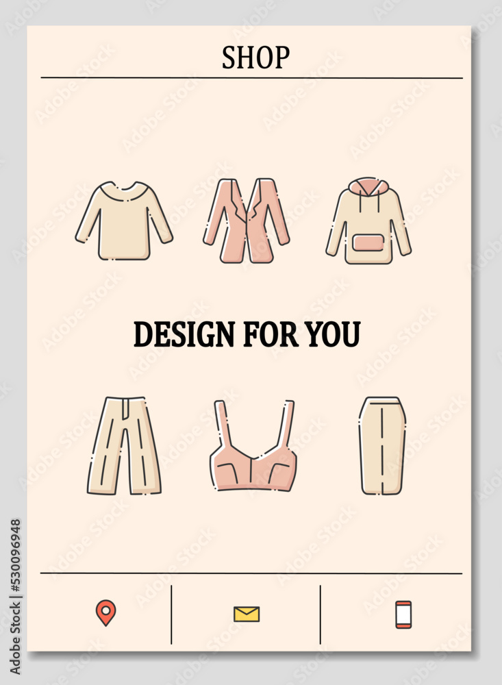 Fashion clothes brochure. Online store website template. Designs for ...