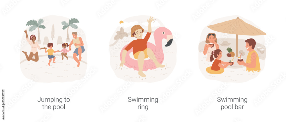 Vector de Stock Resort swimming pool isolated cartoon vector ...