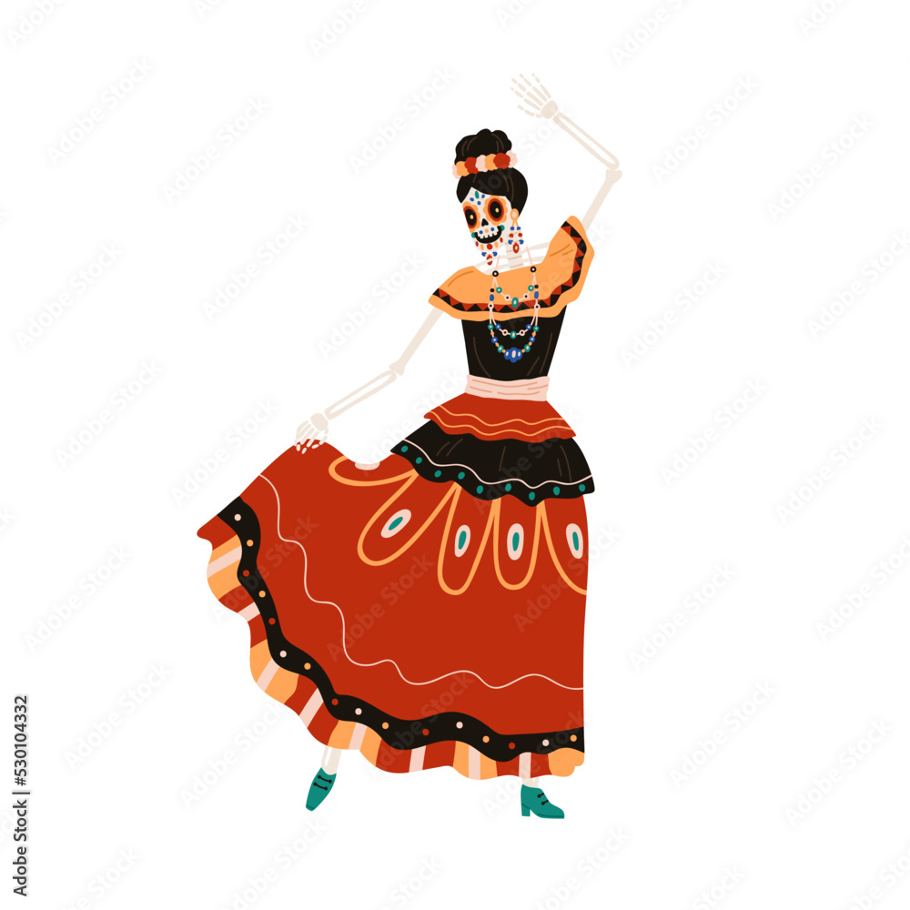 Catrina, Mexican skeleton in dress for Dia de los Muertos, Day of Dead ...