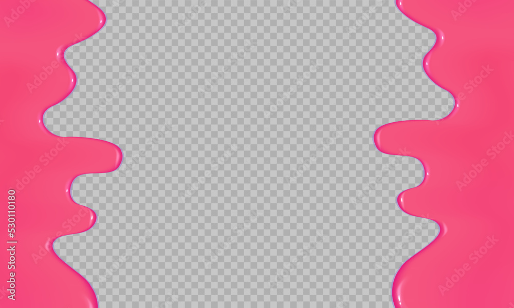 Flowing realistic pink sweet melting icing on transparent background ...