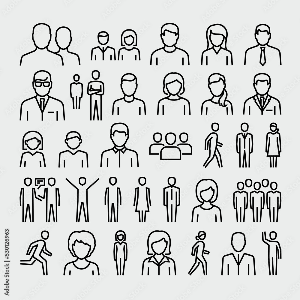 People Vector Line Icons Set Stock Vector | Adobe Stock