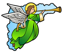 Christmas Angel Blowing Horn Free Stock Photo - Public Domain Pictures