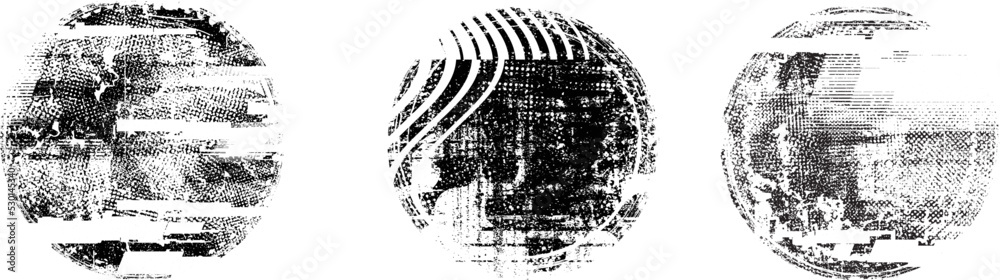 Glitch distorted geometric shape . Noise destroyed logo . Trendy defect ...