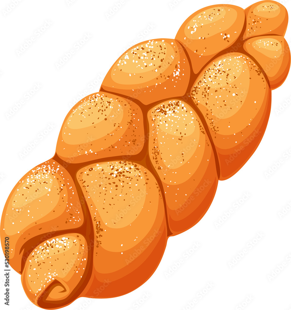 Challah braided bread, plaited loaf cartoon bun Stock Illustration ...