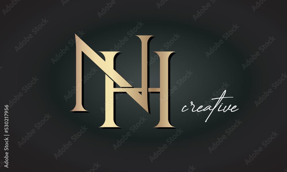 NH letters luxury jewellery fashion brand monogram, creative premium ...
