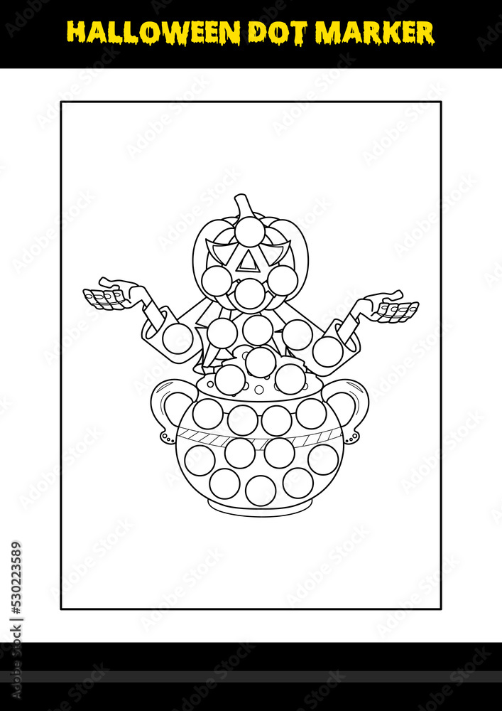Vector de Stock Halloween dot marker coloring page for kids. Line art ...