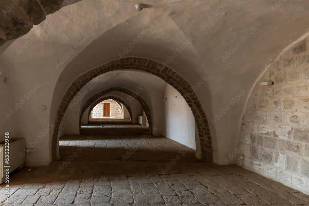 Internal tunnel passage in the Muslim shrine - the complex of the tomb ...