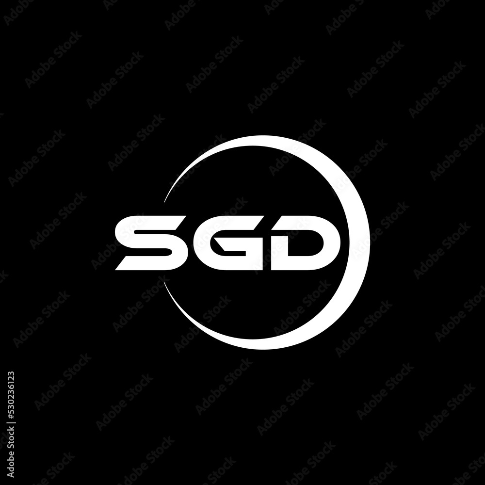 SGD letter logo design with black background in illustrator, cube logo ...