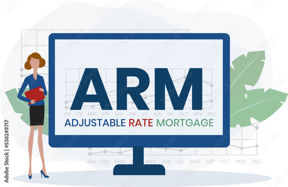 ARM - Adjustable Rate Mortgage. business concept background. vector ...