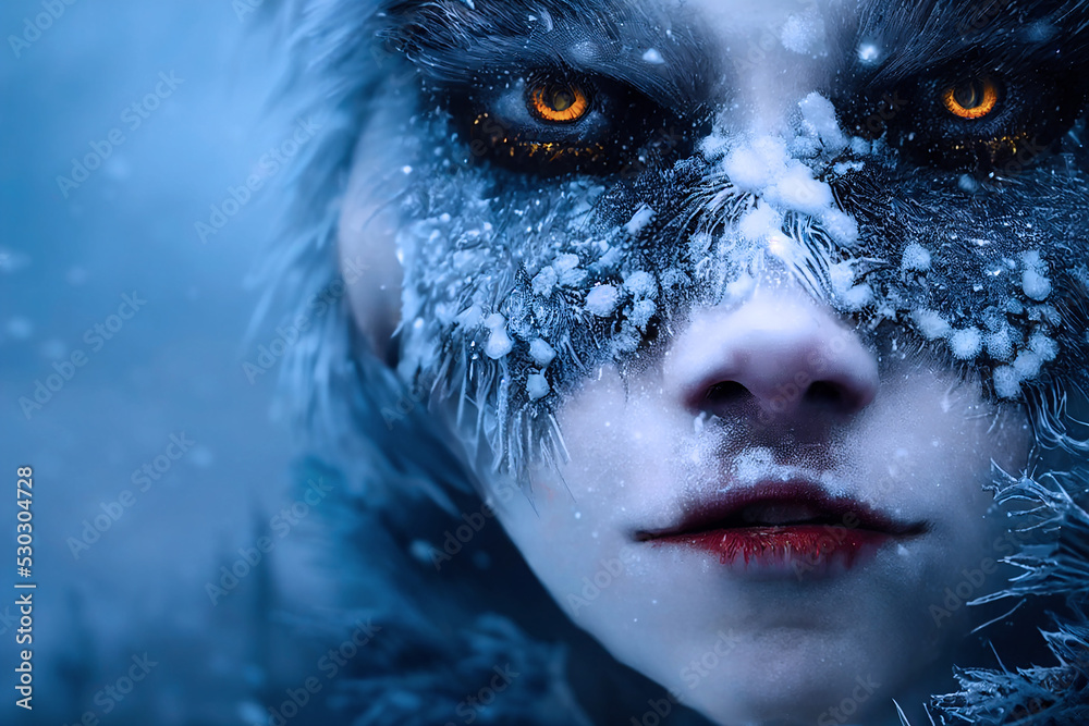frozen werewolf transformed snow queen character concept digital ...