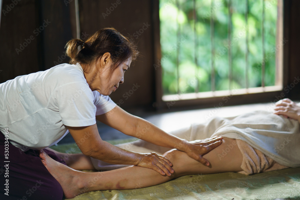 Massage and spa relaxing treatment of office syndrome traditional thai ...